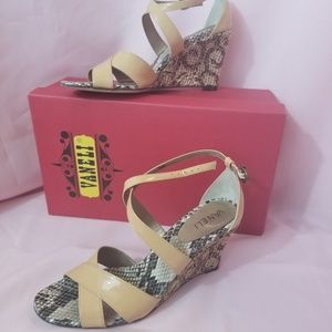 Vaneli | Shoes | Vaneli Patent Leather Wedge Sandals Heels 75 N | Poshmark